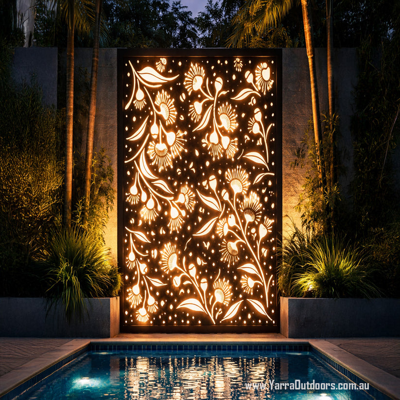 Gum Blossom Laser-Cut Decorative Screen Panel – Yarra Outdoors