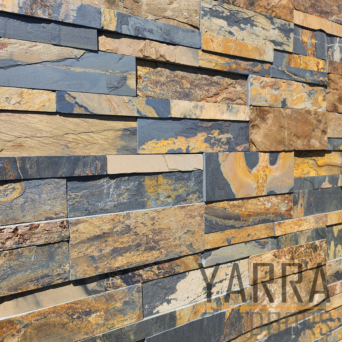 California Gold Stack Stone Wall Panels | Natural Slate Cladding ...